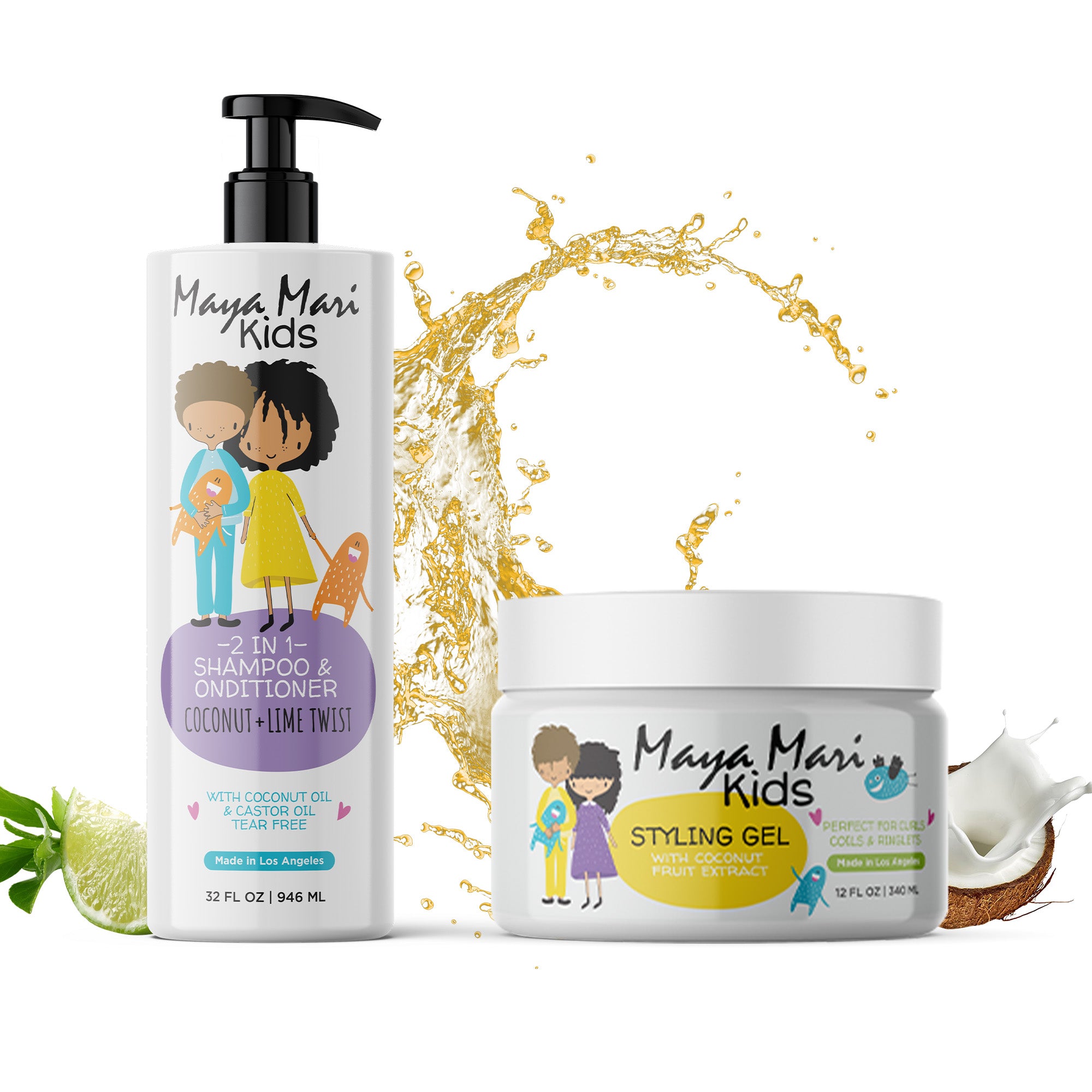 Maya Mari Kids 2in1 Shampoo + Conditioner with Tear-Free Formula and B ...